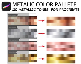 Procreate Palette Metallic Gradients, Gold, Rose and Bronze Silver ...