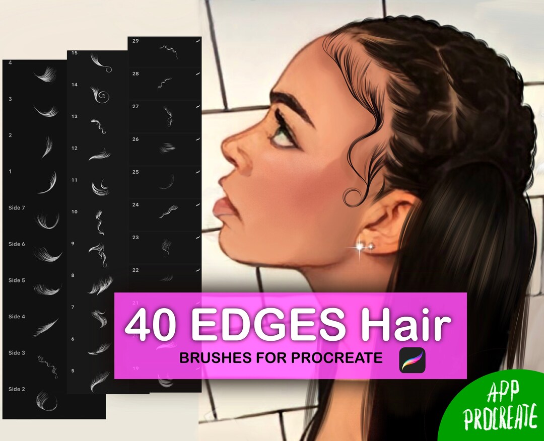 Procreate Laid Edge Baby Hair Brush Digital Drawing Art Edge Painting ...
