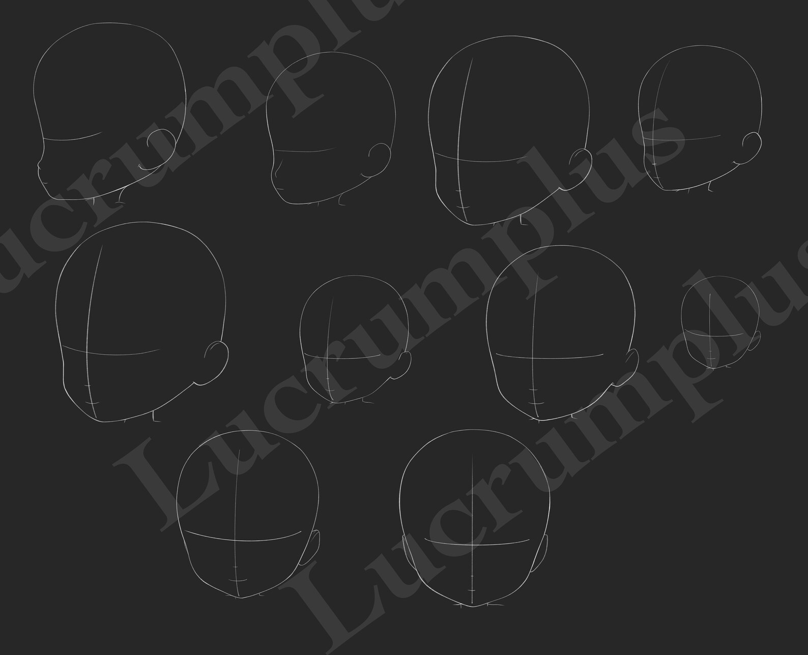 Chibi Heads Stamps: Procreate Brushes, Portrait Guide (digital Download ...