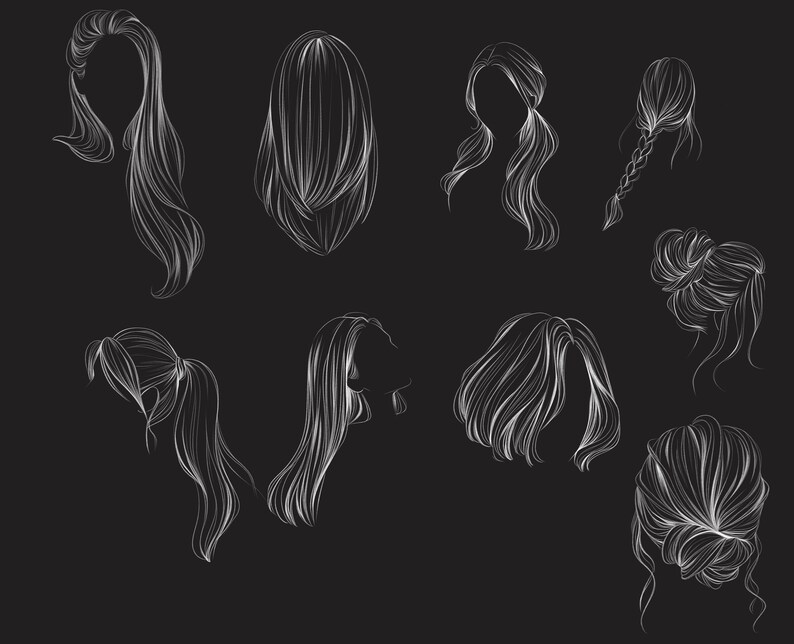 Hair Pnghair Template Straight Hair Brushes Curly - Etsy