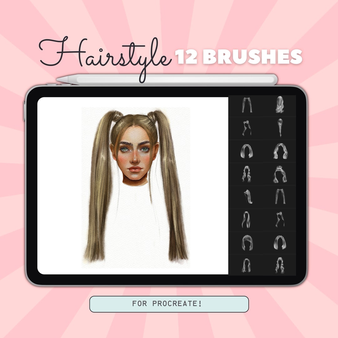 12 Hair Sketch Stamps: Procreate Hair Brushes - Etsy
