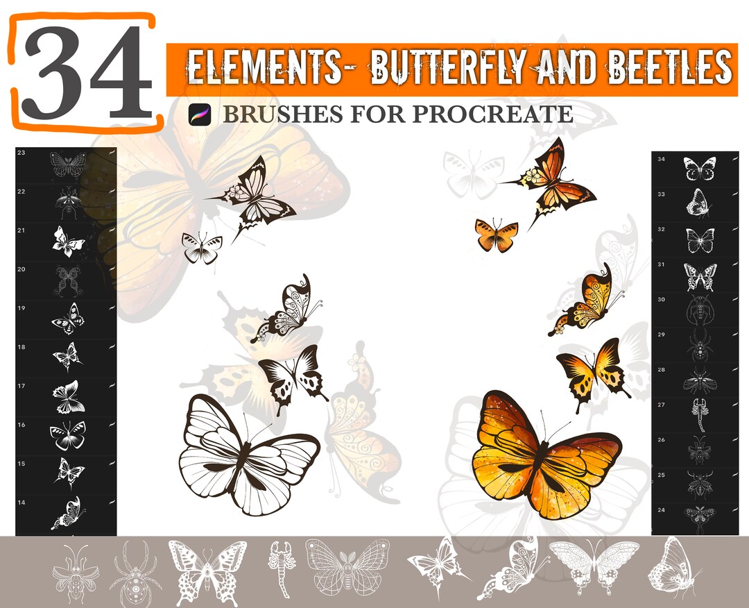 Procreate Stamps Butterfly Brushes Procreate Butterflies - Etsy