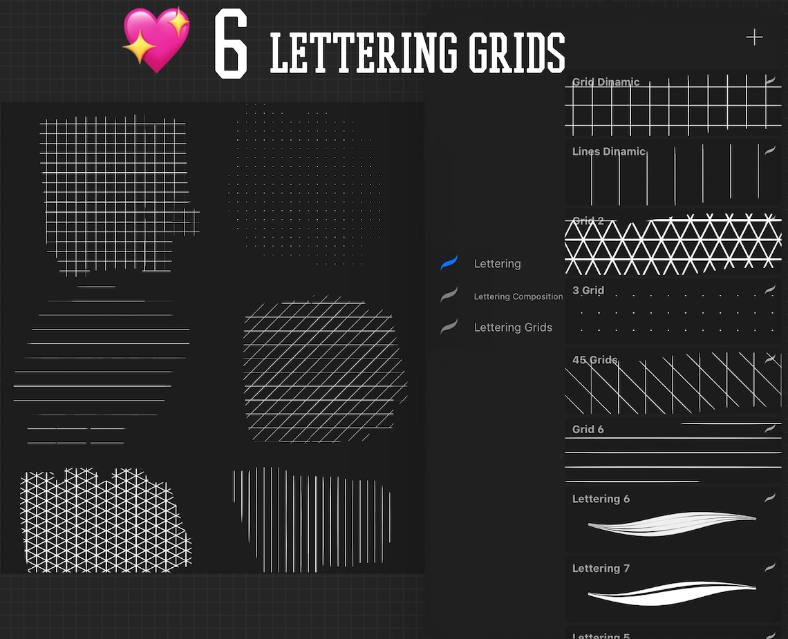 Procreate Lettering Grids Builder Lettering Grid Brushes For Etsy Uk