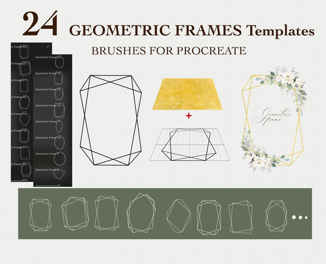Geometric Frames Brushes Stamps for Procreate Floral Frame - Etsy