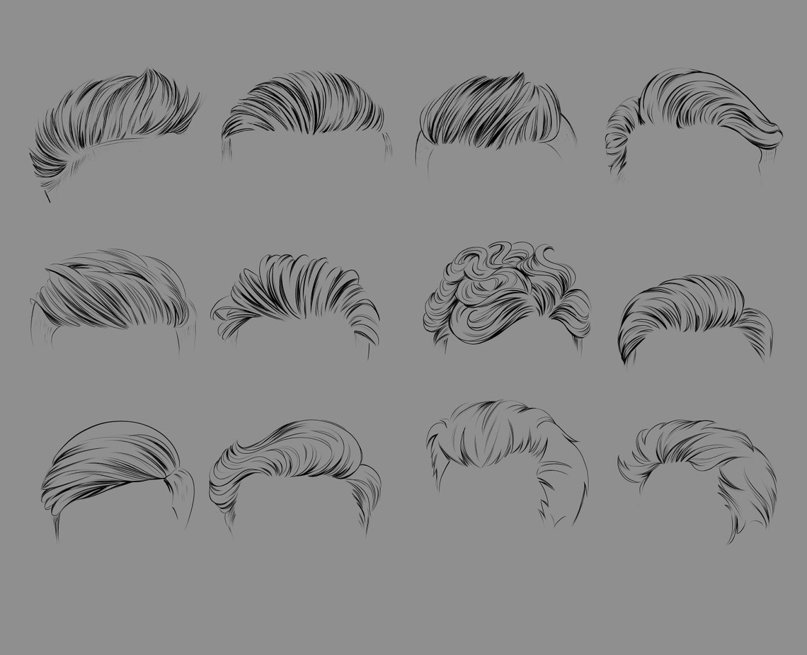 Male Hair Stamps Procreate Brushes Hair Brushes Straight | Etsy