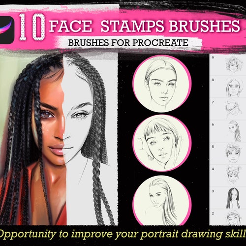 Face Stamps Procreate Procreate Professional Portrait - Etsy