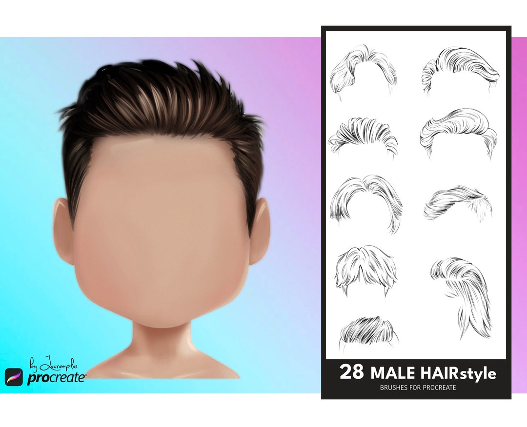 Male Hair Stamps Procreate Brushes, Hair Brushes, Straight Hair Brushes ...