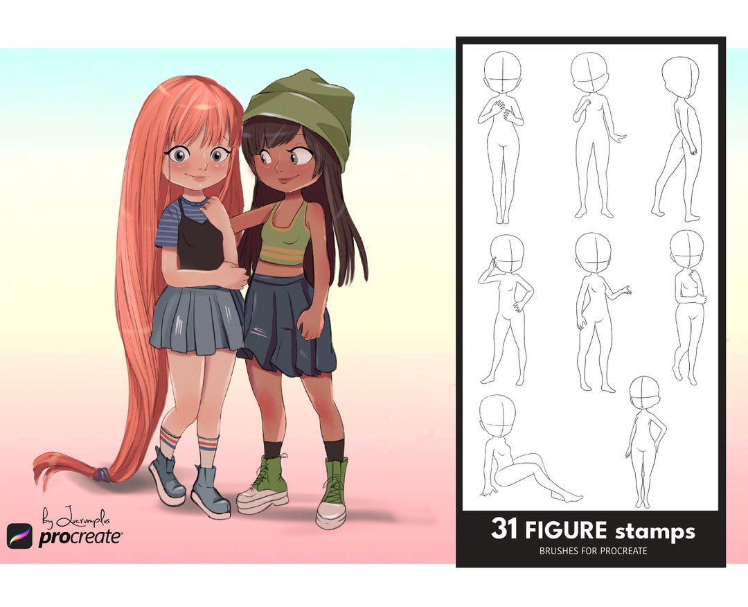 Figures Stamps Brushes for Procreate, Guide Brushes, Hand Drawing ...