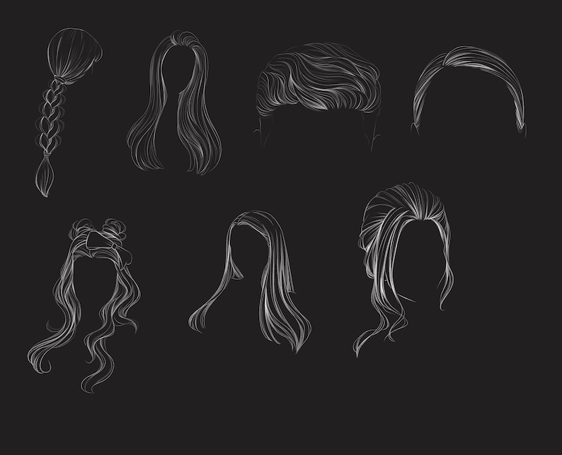 Hair Pnghair Template Straight Hair Brushes Curly - Etsy