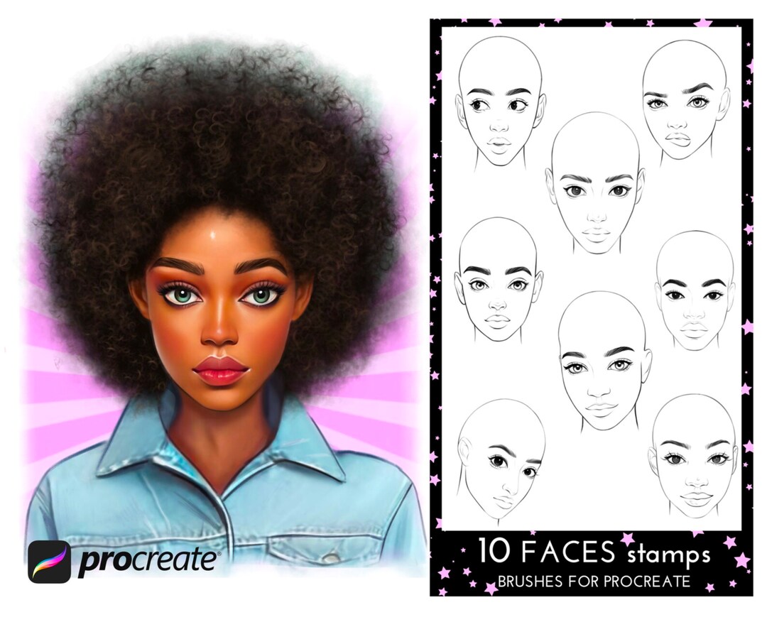 Procreate Face Stamps, Face Brushes for Procreate, Realistic Faces ...