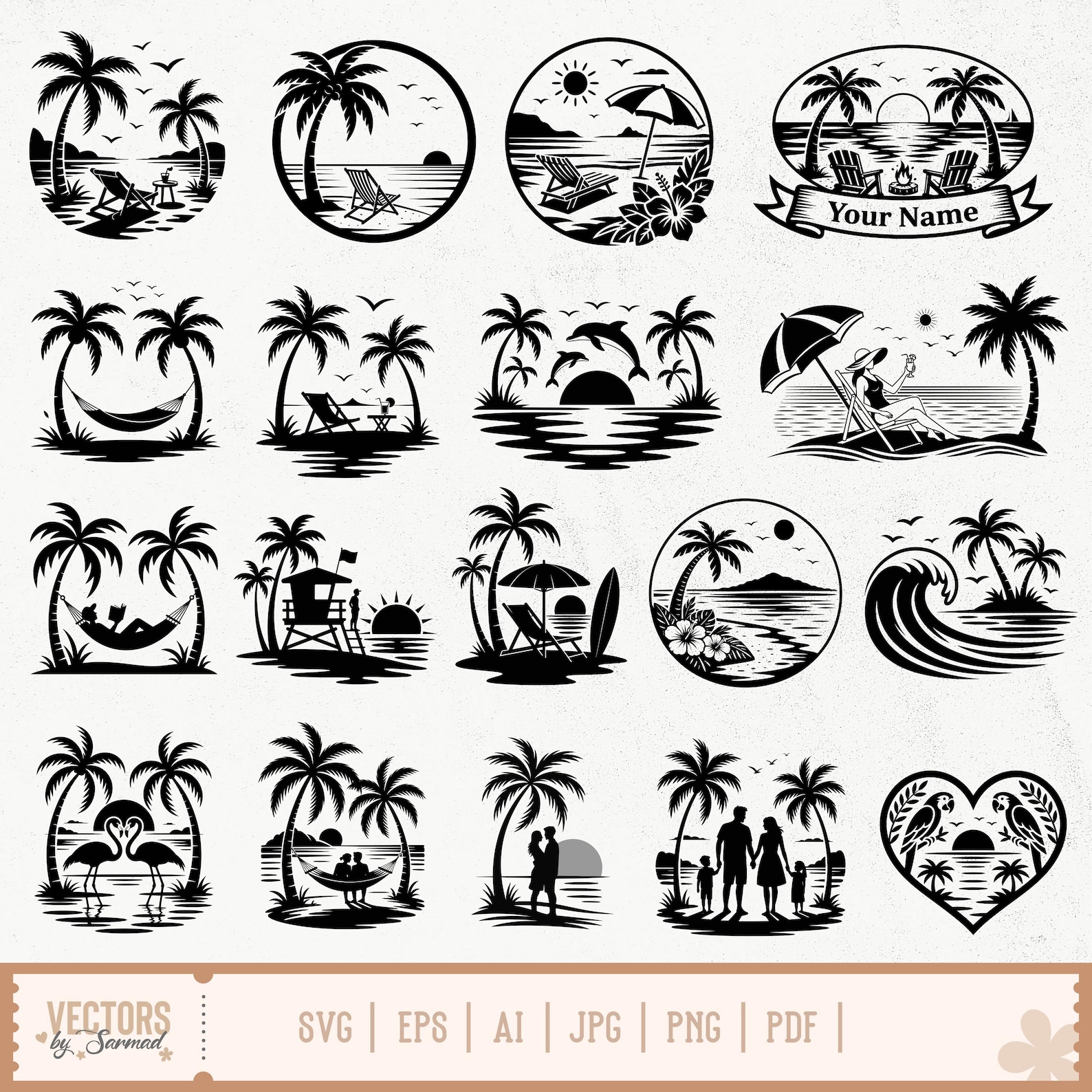 Beach Scene SVG Bundle, Beach Scenery SVG, Beach PNG, Ocean Sunset Svg, Beach Chair, Beach Fire ...