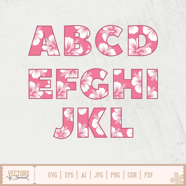 Hawaii Hawaiian Hibiscus Letters Numbers Font Alphabet SVG, Hibiscus ...
