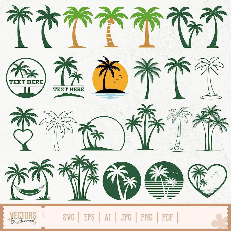 Palm Tree Logo Vectors - Etsy UK