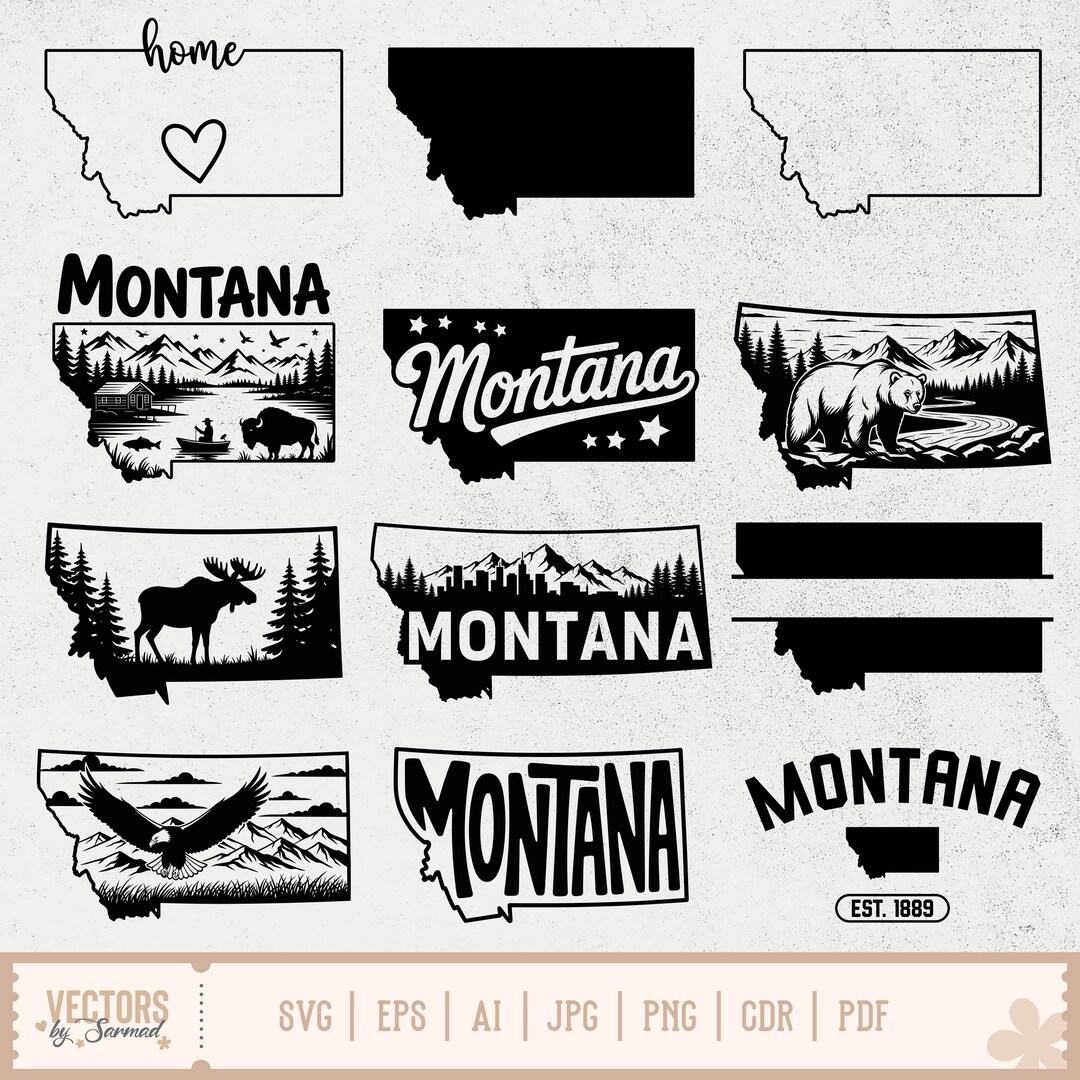 Montana Design Bundle SVG PNG, Montana State Svg, Montana Home Svg ...