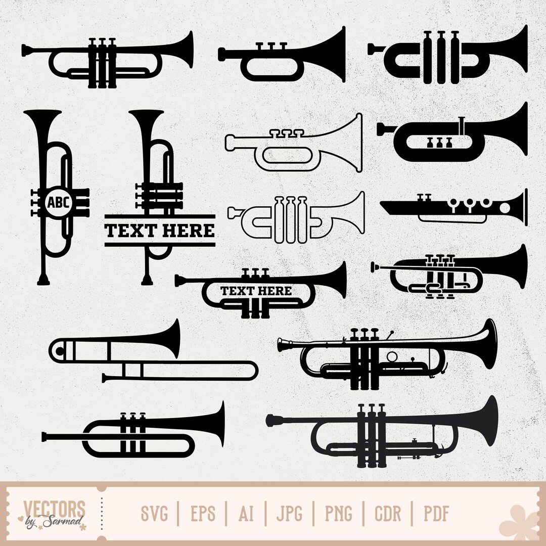 Trumpet Svg, Trumpet Png, Trumpet Clipart, Trumpet Outline Svg, Trumpet ...