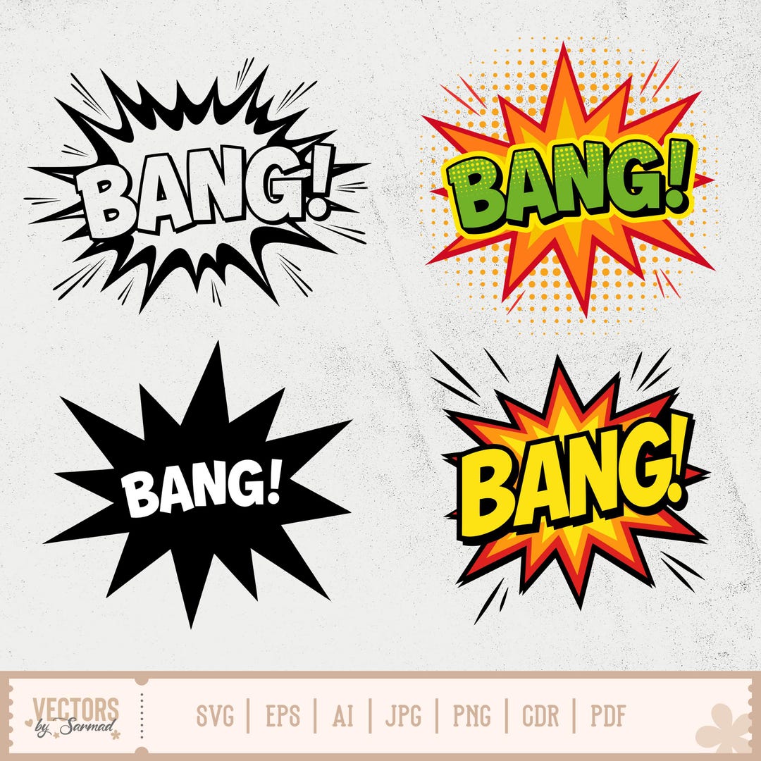 Bang SVG, Bang Effect Cutting File, Comic Bang SVG, Bang Comic Style ...