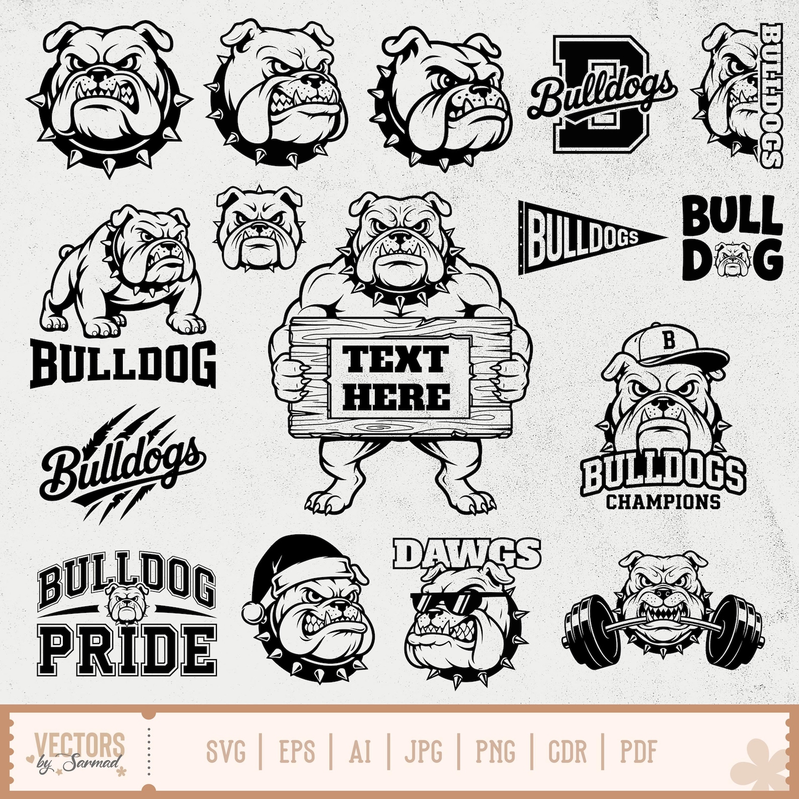 Bulldog Svg, Bulldog Head Svg, Bulldog Mascot SVG, Bulldog Champions ...