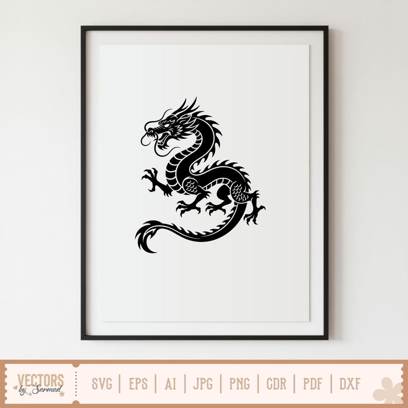 Dragon SVG Bundle, Chinese Dragon SVG, Fierce Dragon Svg, Tribal Dragon ...