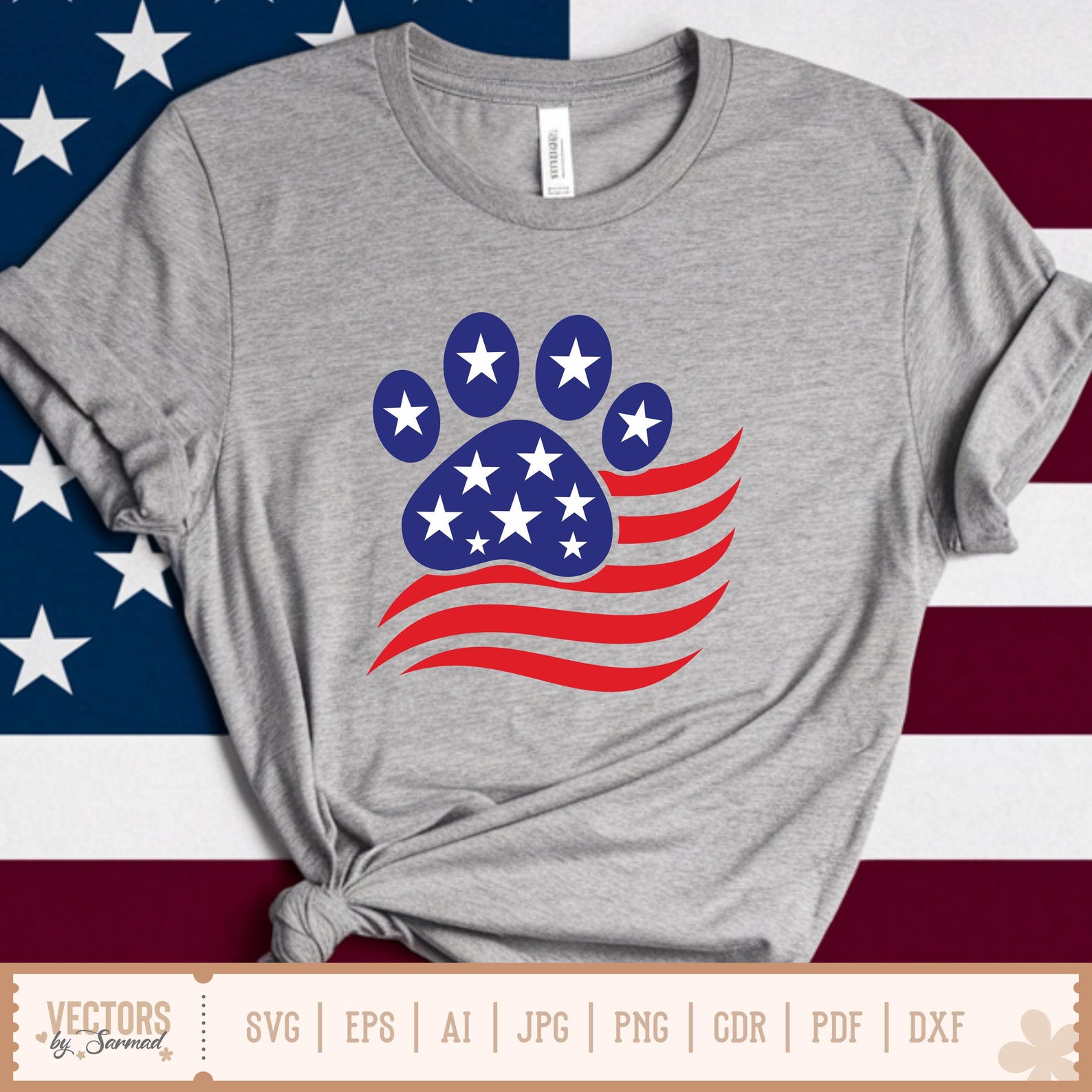 Paw American Flag SVG, Dog Paw SVG, Patriotic Dog SVG, Funny 4th of ...