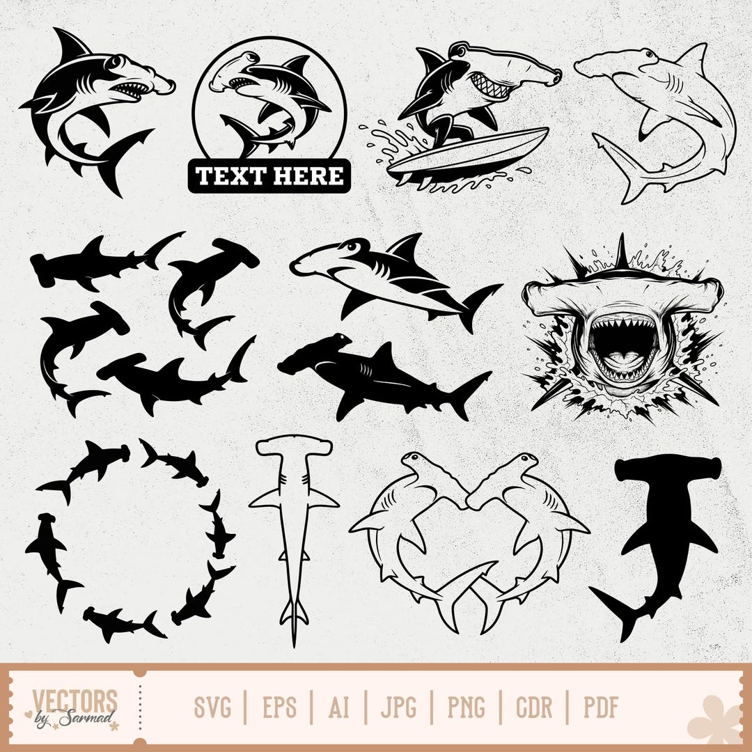 Hammerhead Shark SVG Bundle, Hammerhead Shark Vector Art, Hammerhead ...