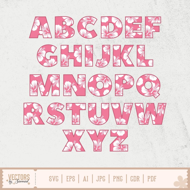 Hawaii Hawaiian Hibiscus Letters Numbers Font Alphabet SVG, Hibiscus ...