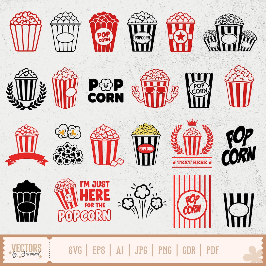 Popcorn SVG Bundle, Pop Corn Box SVG, Popping Popcorn, Popcorn Bucket ...
