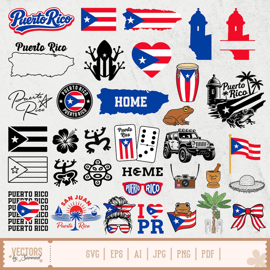 Puerto Rico Svg Bundle, El Morro Puerto Rico SVG, Coqui Svg, Puerto ...