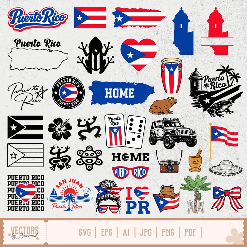 Puerto Rico Svg Bundle, El Morro Puerto Rico SVG, Coqui Svg, Puerto ...