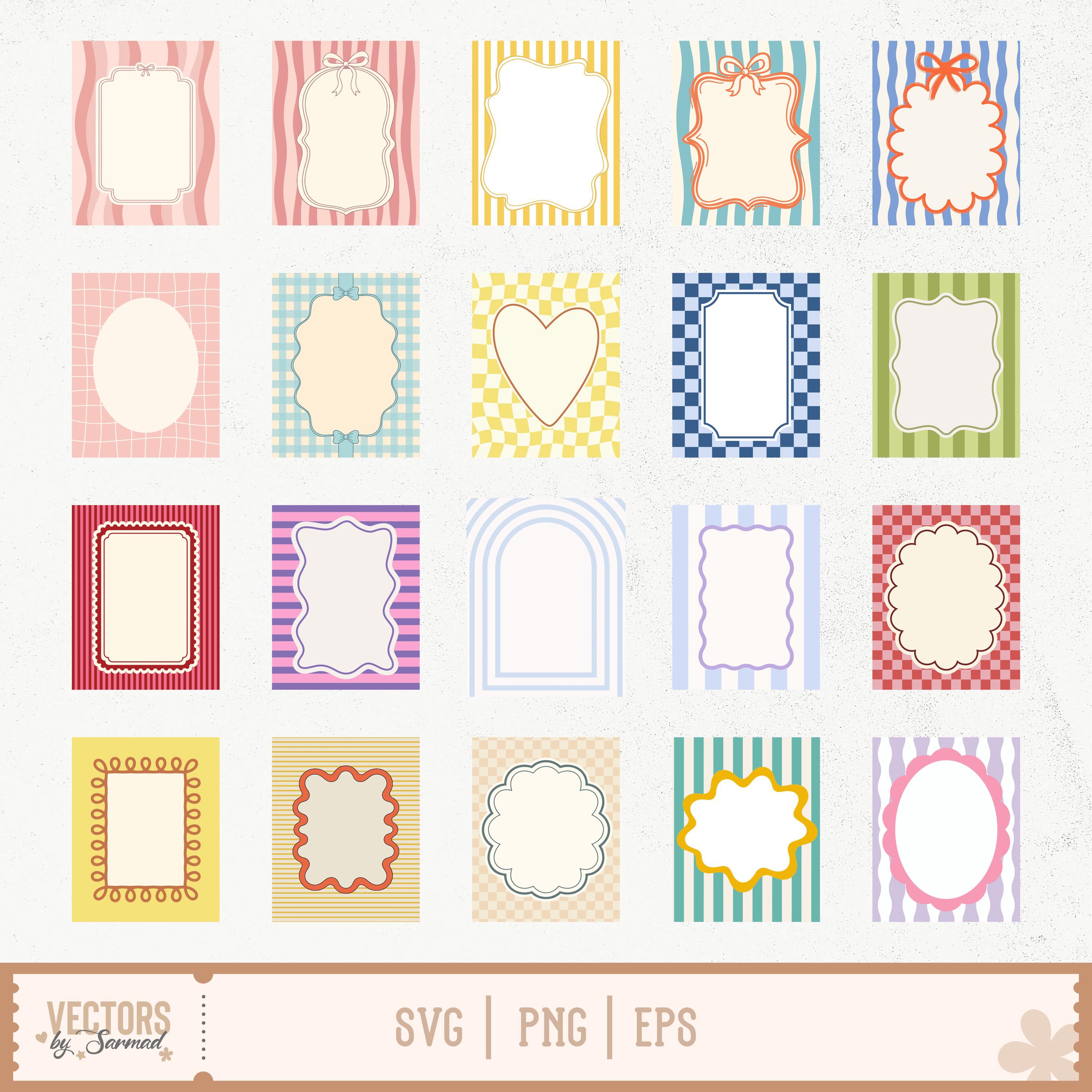40 Wavy Striped Frame SVG PNG EPS Bundle, Wavy & Striped Whimsical ...