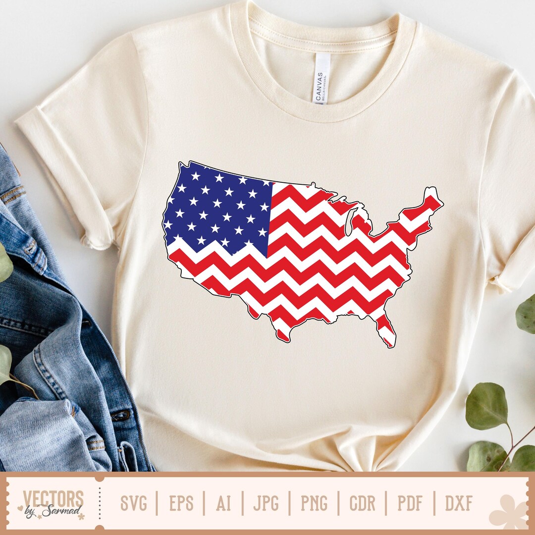 Chevron Pattern Patriotic USA Flag SVG, American Flag SVG, 4th of July ...