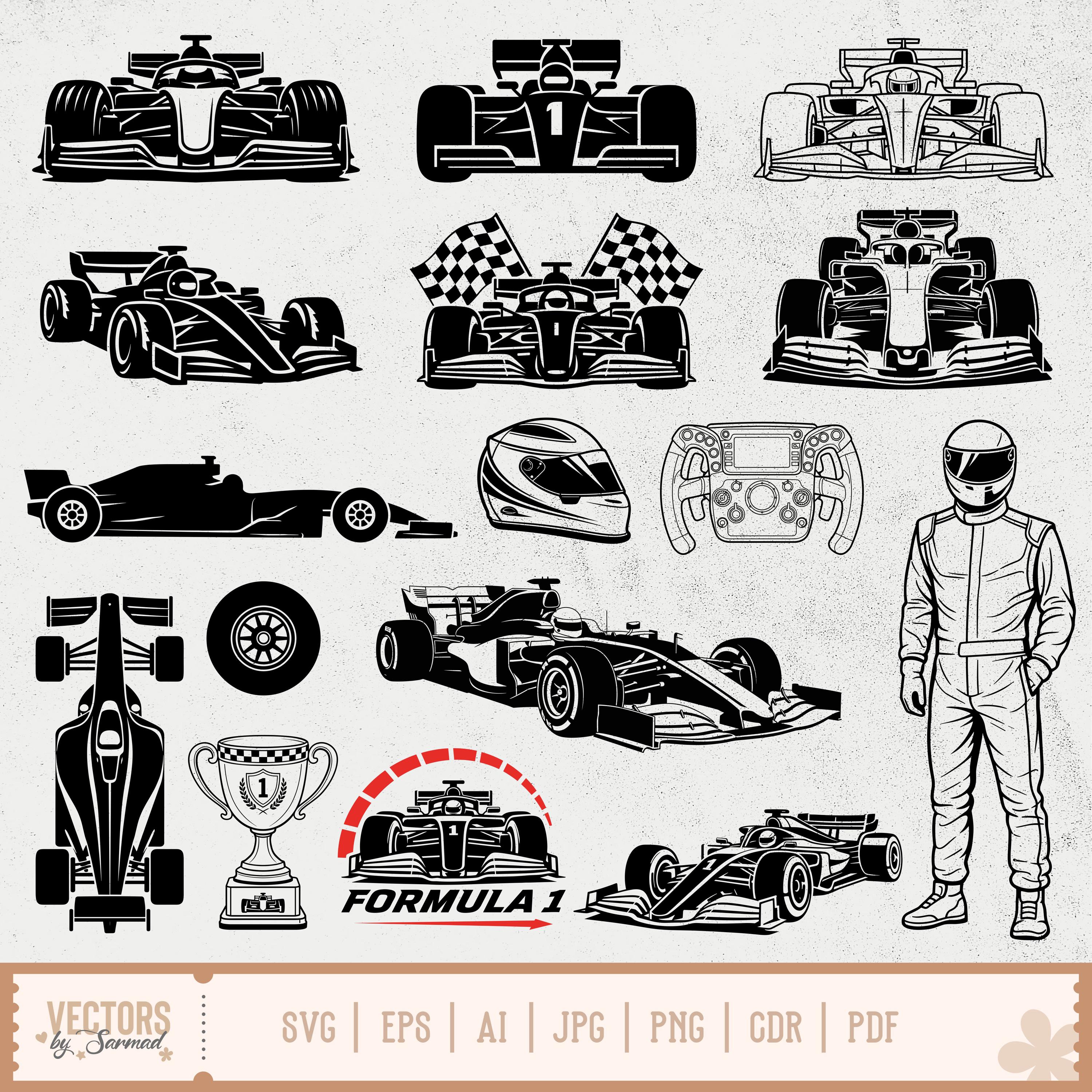 Formula 1 SVG Bundle, Formula Racing Car Svg, Formula Car Svg, F1 Racer ...