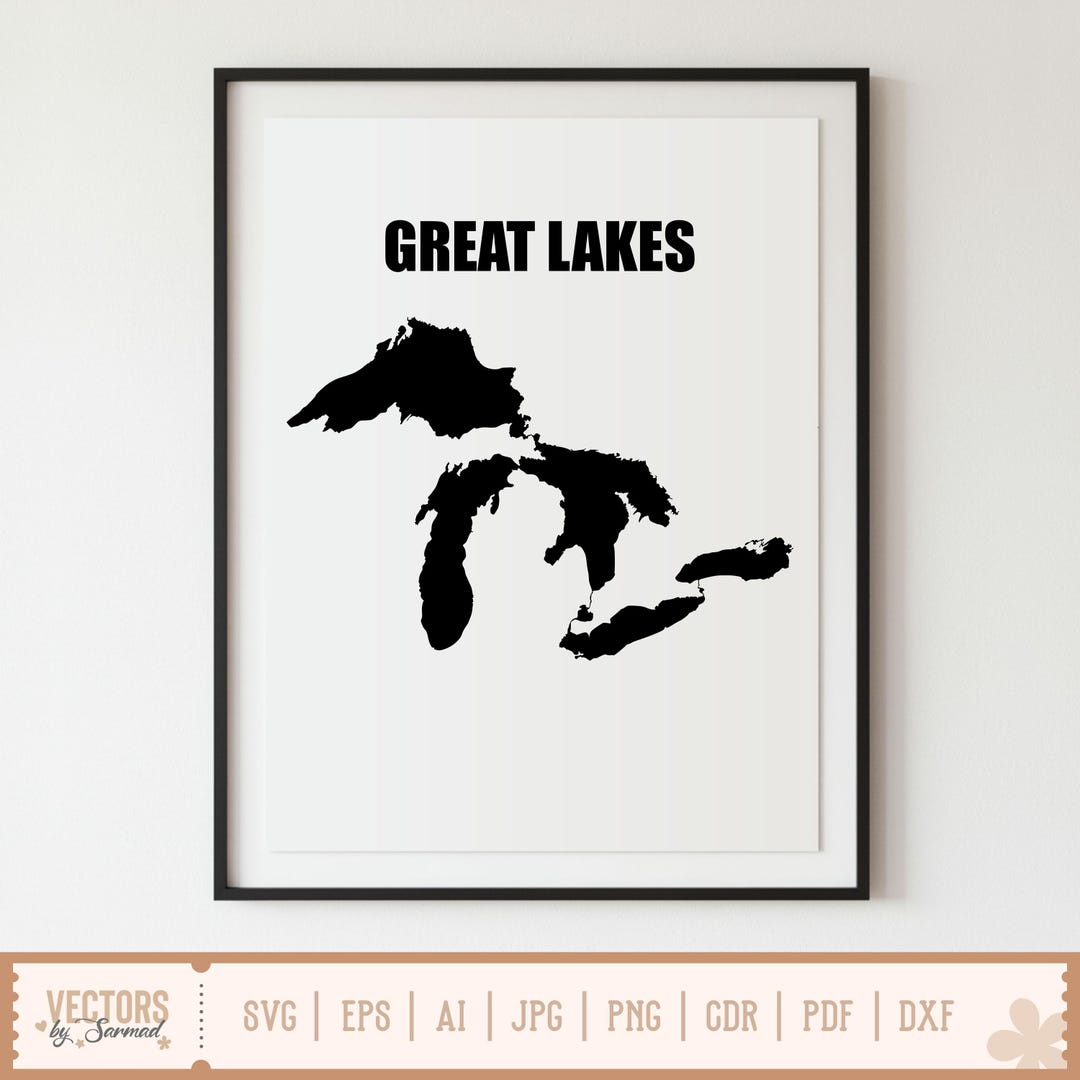 Great Lakes SVG, Great Lakes Map Silhouette SVG, Great Lakes Outline ...