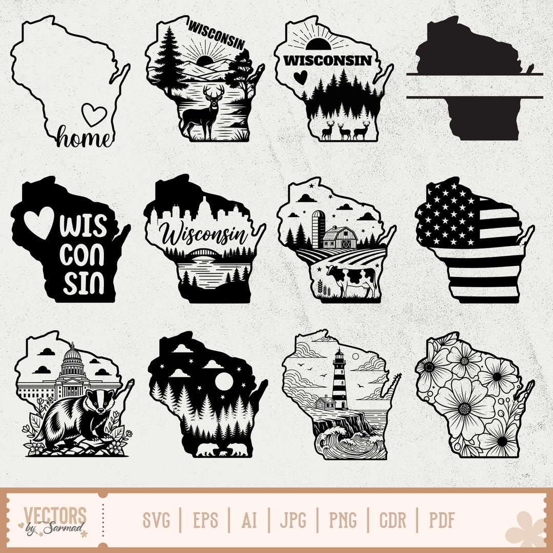 Wisconsin SVG, Wisconsin Home Svg, Wisconsin Outline SVG, Wisconsin ...