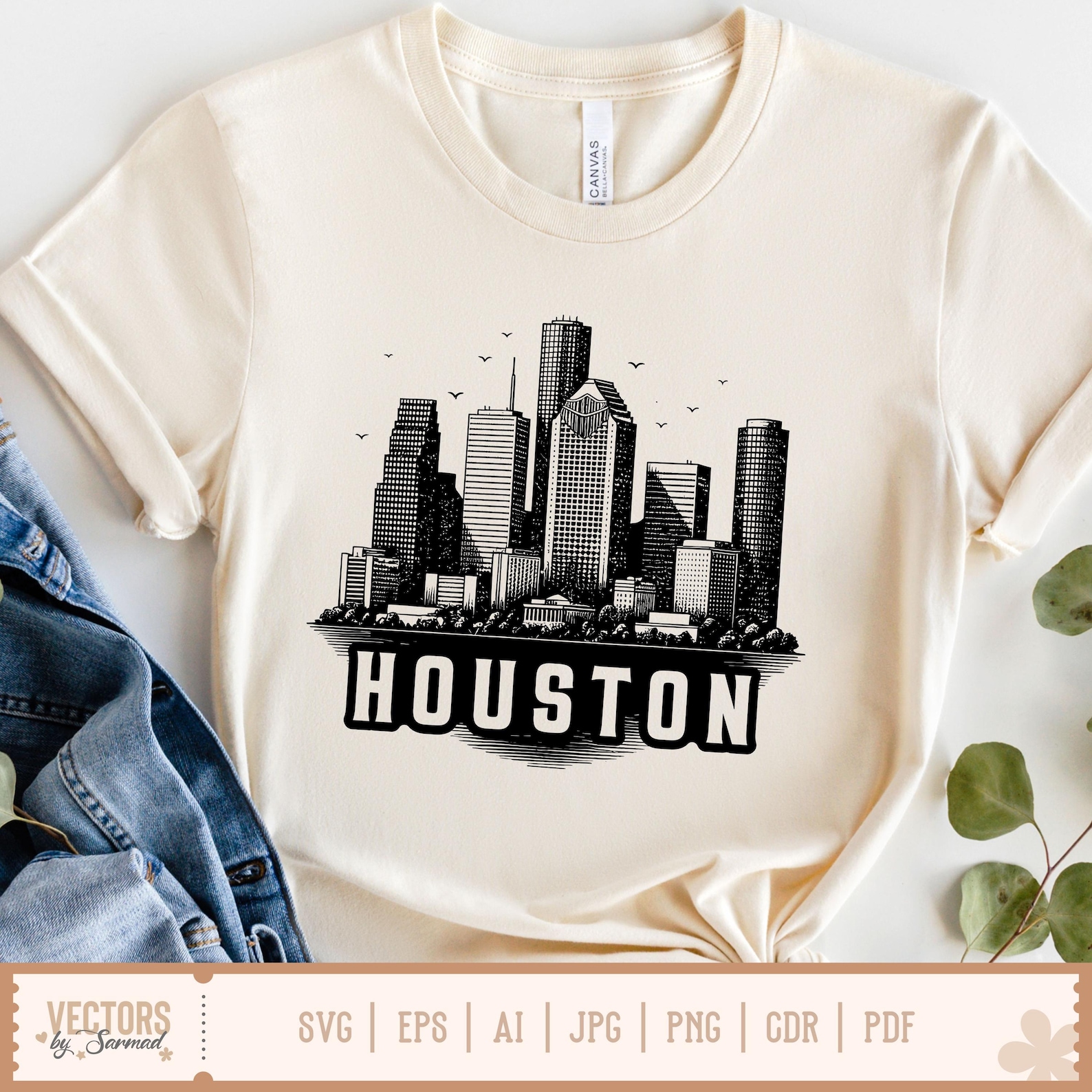 Houston City Skyline SVG, Houston Skyline, Houston City Silhouette ...