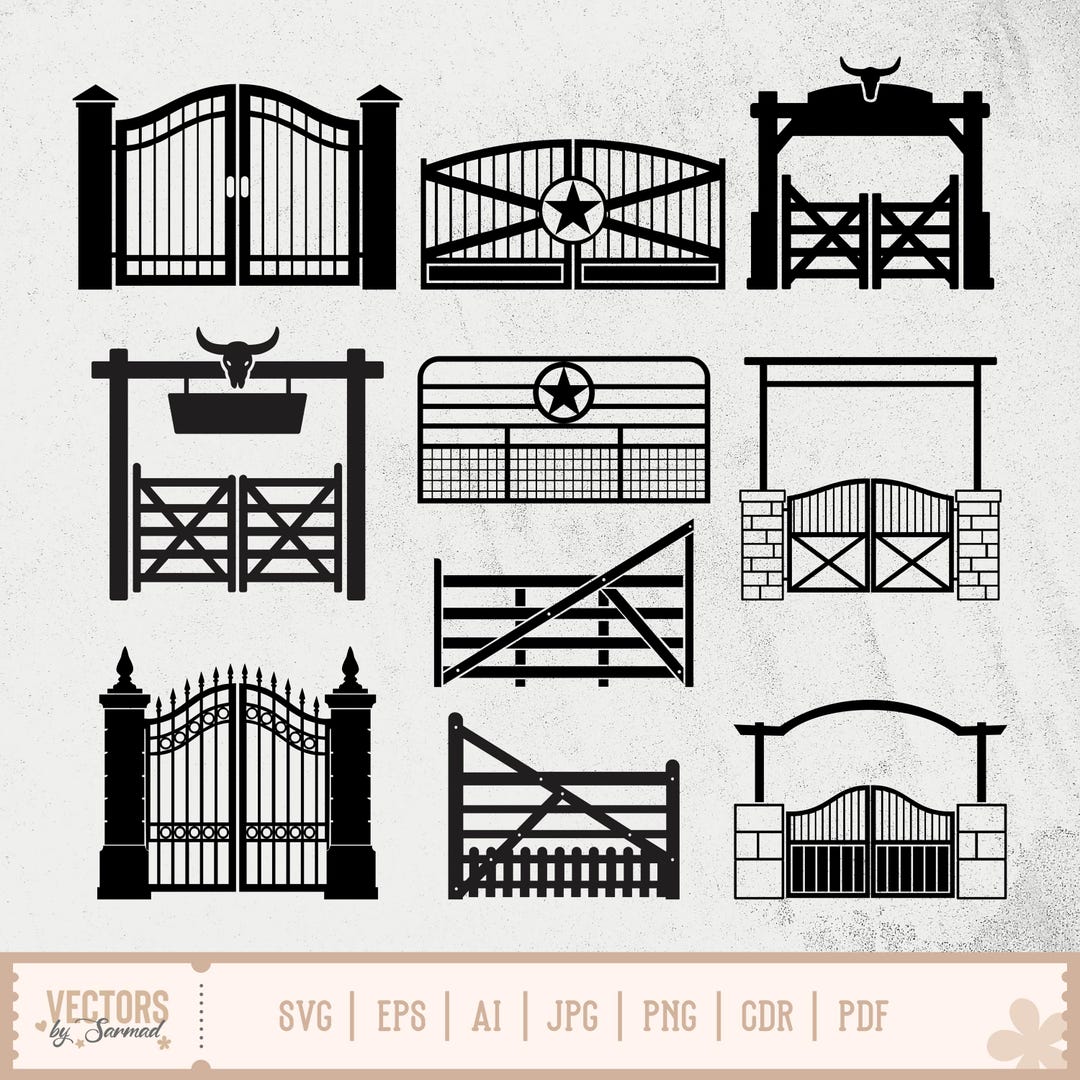 Ranch Gate SVG. Farm Fence SVG, Ranch Gate Silhouette, Gate Bundle PNG ...