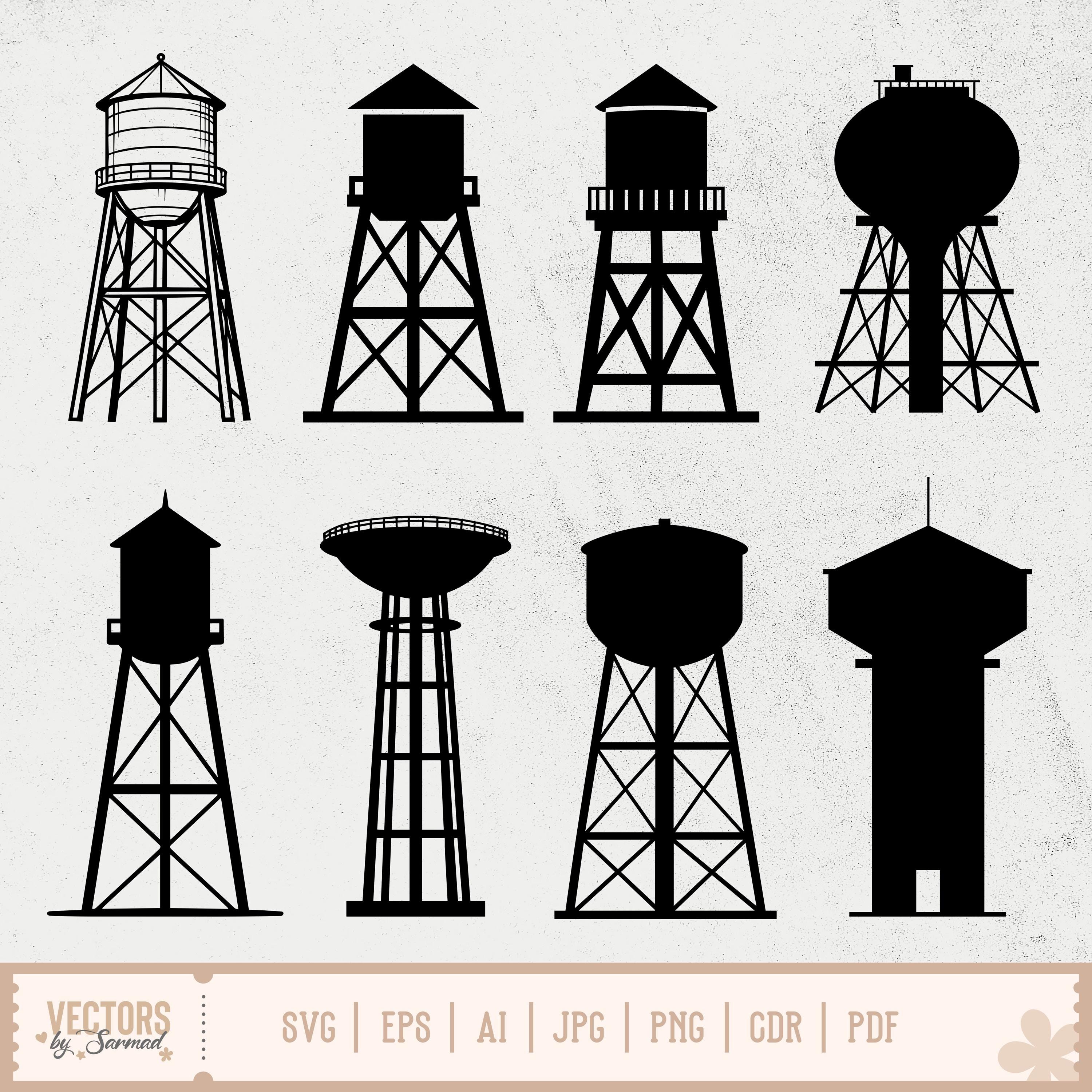Water Tower SVG, Water Tower PNG, Water Tower Silhouette, Gilbert Water ...