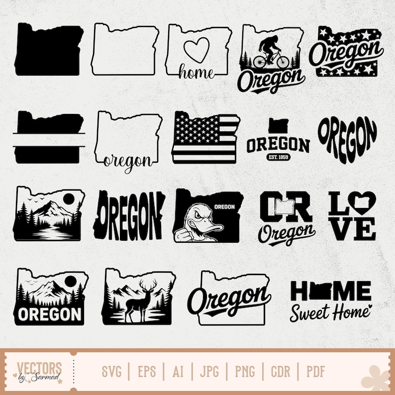 Oregon SVG Bundle, Oregon Outline SVG, Oregon State SVG, Oregon Home ...