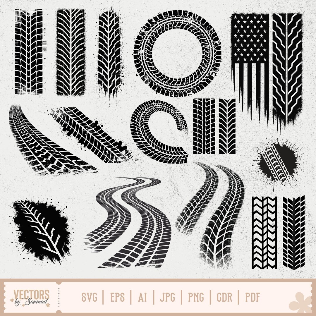 Tire Track SVG, Tire Track Patterns, Tire Mark SVG, Mudding Svg, Tire ...