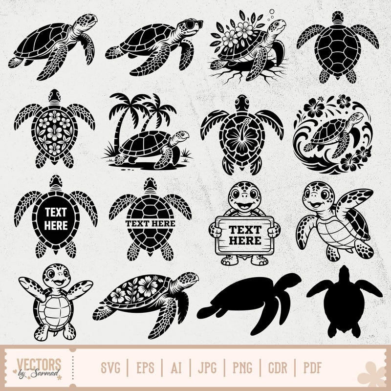 Sea Turtle Vector Clipart - Etsy