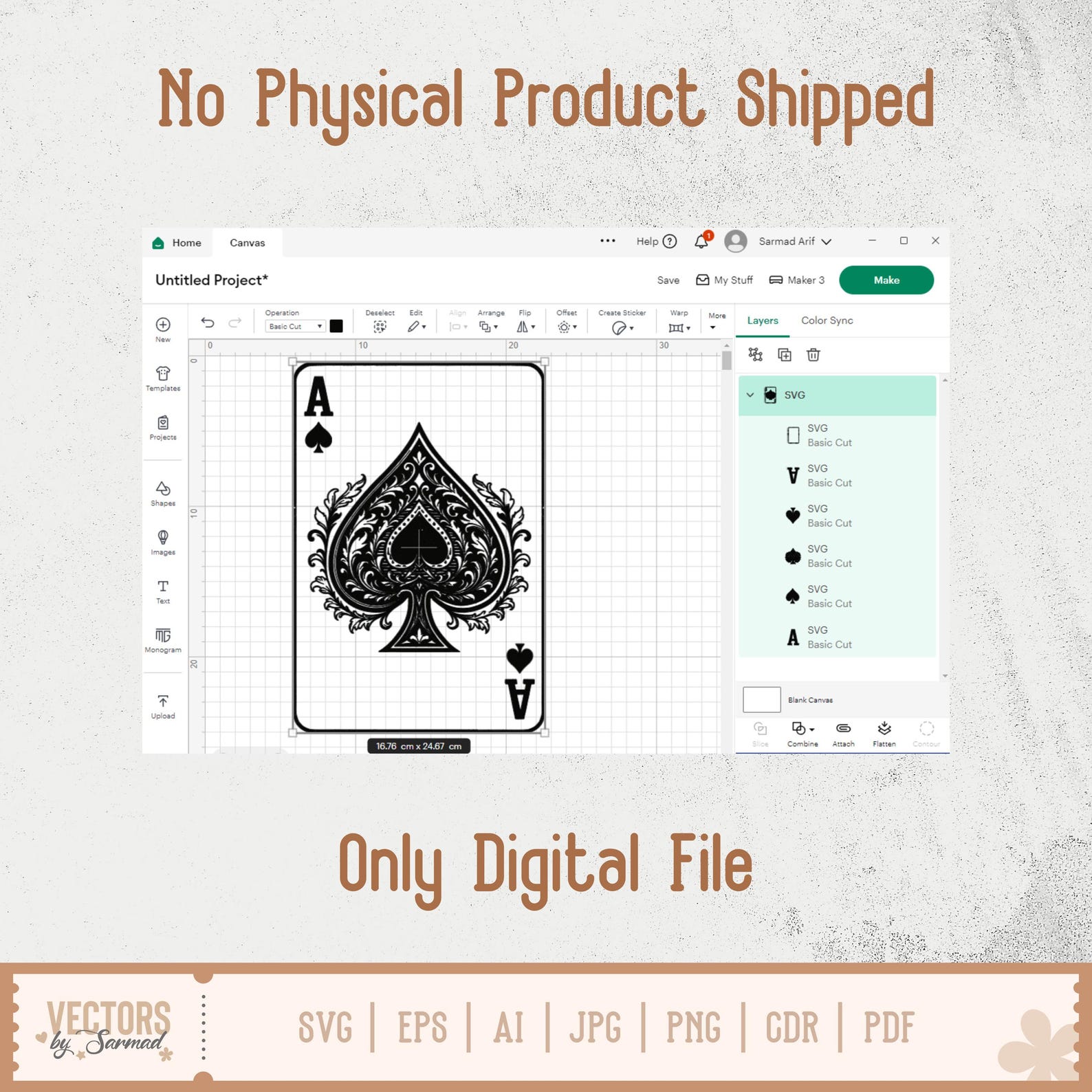 Ace of Spades SVG, Decorative Black Ace of Spades Card, Playing Cards ...