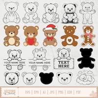 Teddy Bear Svg Bundle, Teddy Bear Png Clipart,teddy Bear Head Cricut ...
