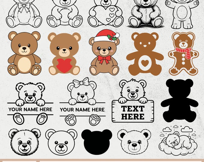 Teddy Bear Svg Bundle, Teddy Bear Png Clipart,teddy Bear Head Cricut ...
