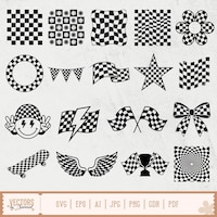 Checkerboard Borders SVG PNG | 32 Digital Borders | Checker Clipart for ...