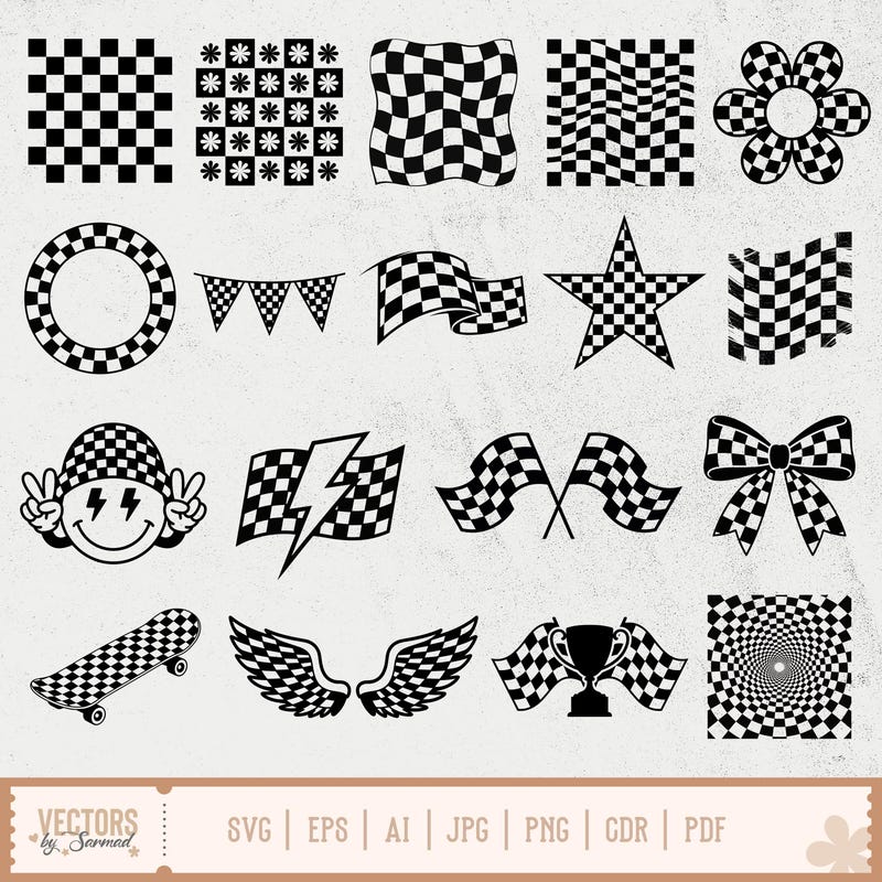 Checkers Print Bow Svg - Etsy