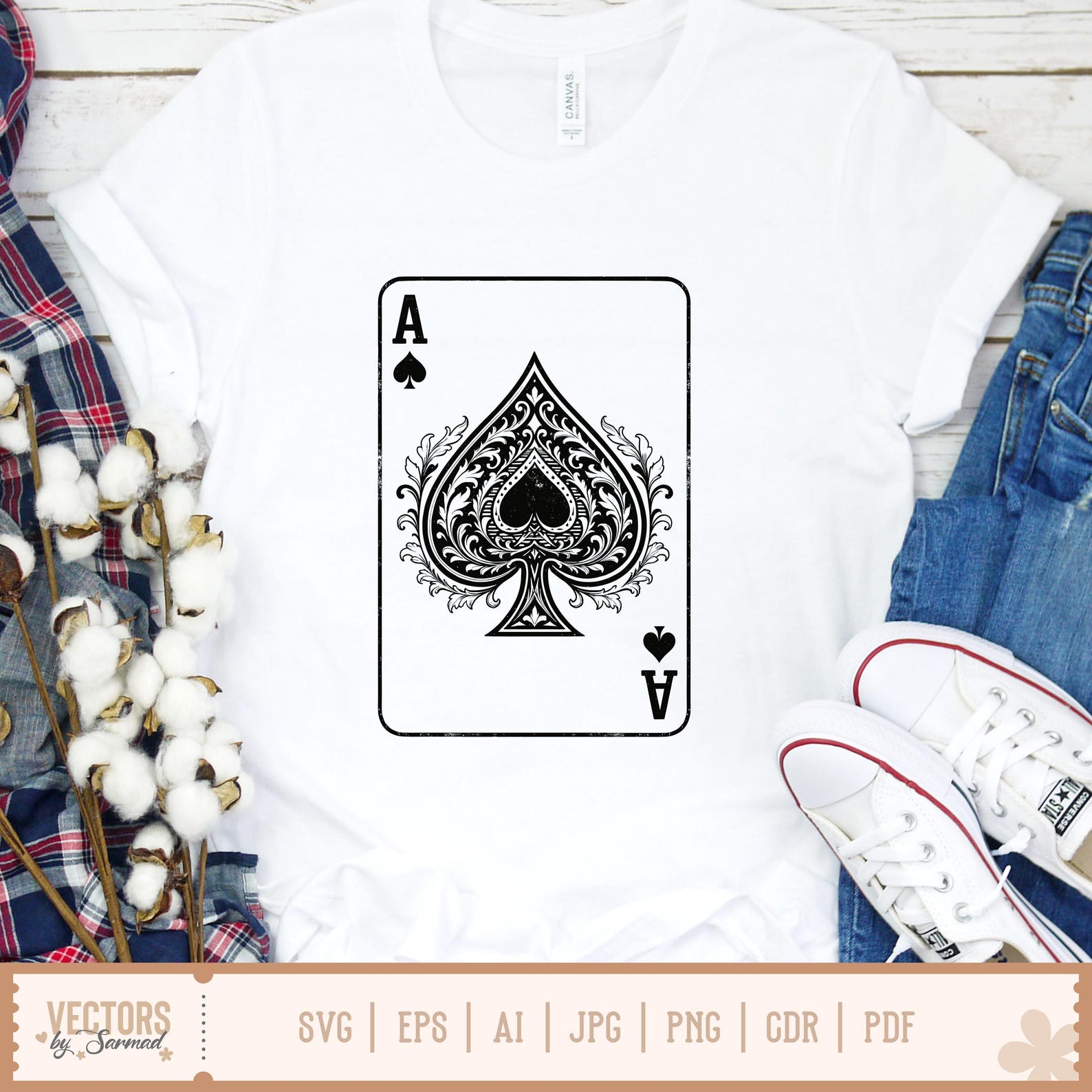 Ace of Spades SVG, Decorative Black Ace of Spades Card, Playing Cards ...