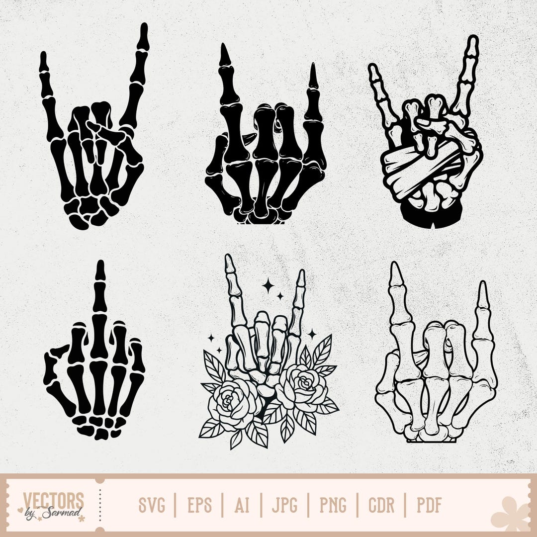 Skeleton Rock Svg, Skeleton Hands Svg, Skeleton Rock on Hands Svg ...