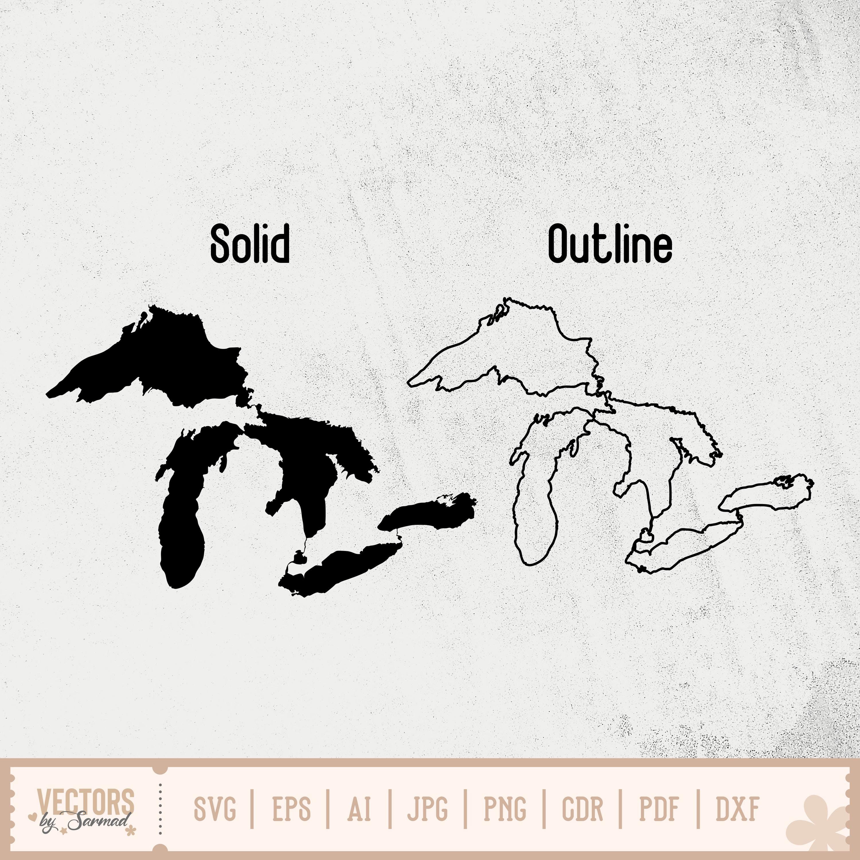 Great Lakes SVG, Great Lakes Map Silhouette SVG, Great Lakes Outline ...