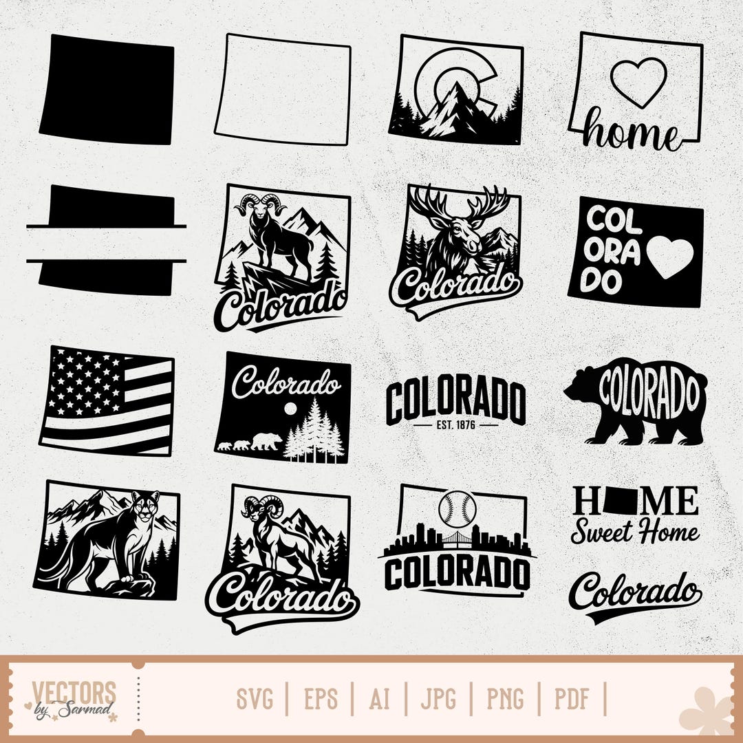 Colorado SVG Bundle, Colorado Outline SVG, Colorado Silhouette ...