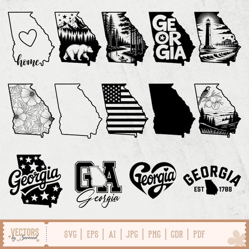 Georgia SVG, Georgia Outline Svg, Georgia Floral Svg, Georgia Cut Files ...