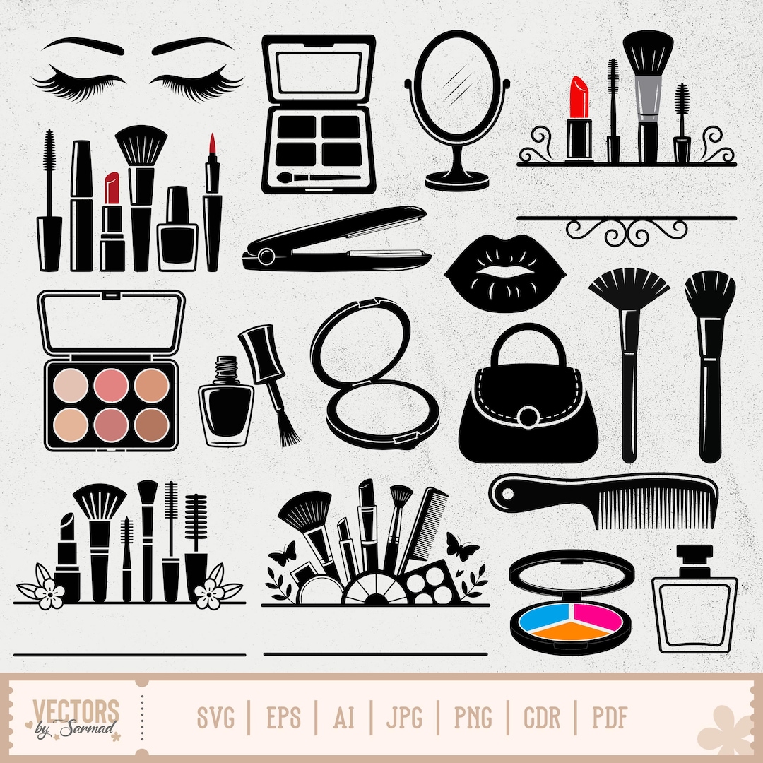 Makeup SVG Bundle, Layered SVG Makeup, Makeup SVG File, Makeup Clipart ...
